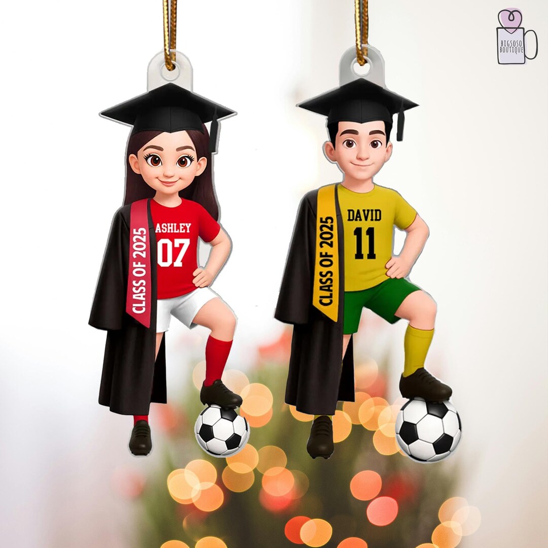 Personalized Soccer Graduation Ornament, Custom Soccer Player ...