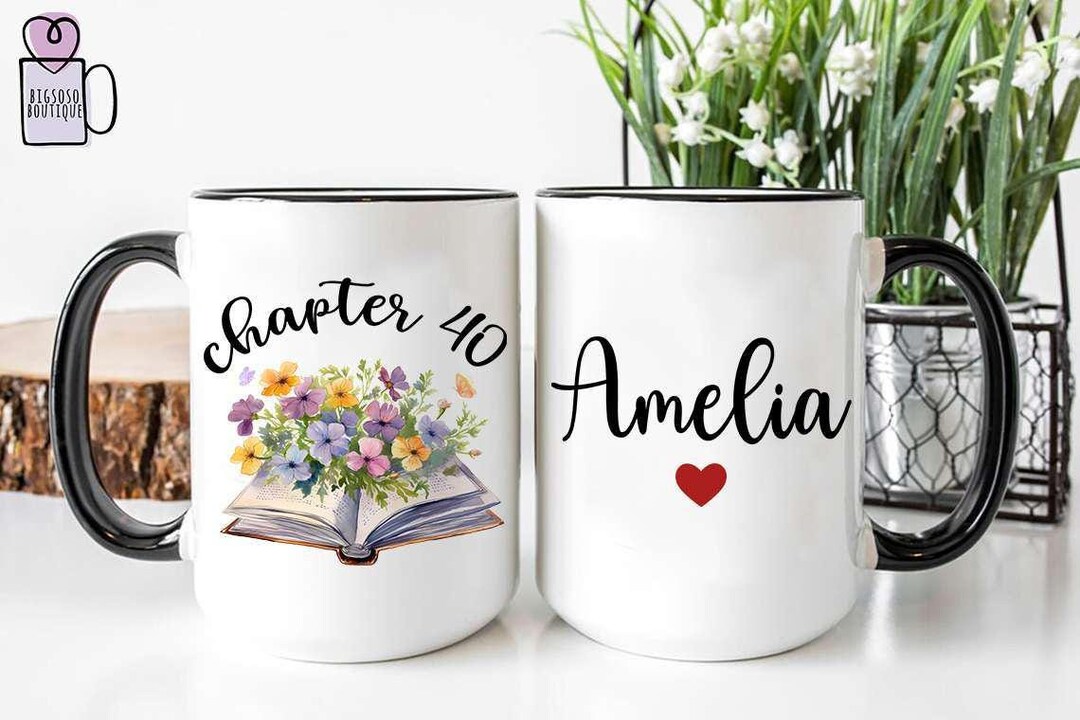 Personalized 40th Birthday Mug, Book Lover Birthday Gift, 40th Years ...