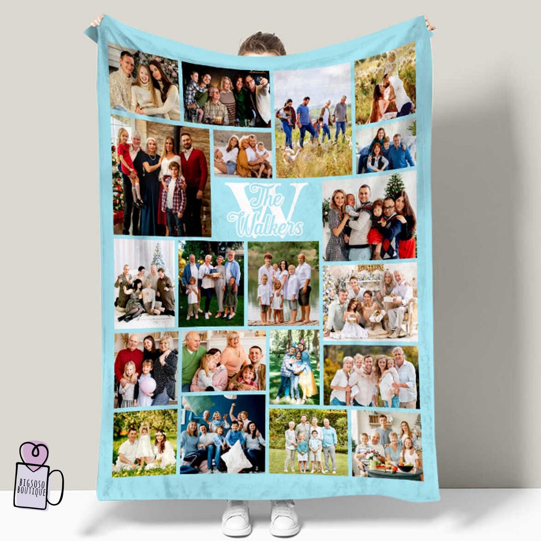 Personalized Family Photo Blanket, Custom Family Name Blanket, Home ...