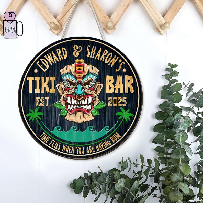 Personalized Tiki Bar Door Sign, 3D Backyard Sign Door Hanger, Welcome ...