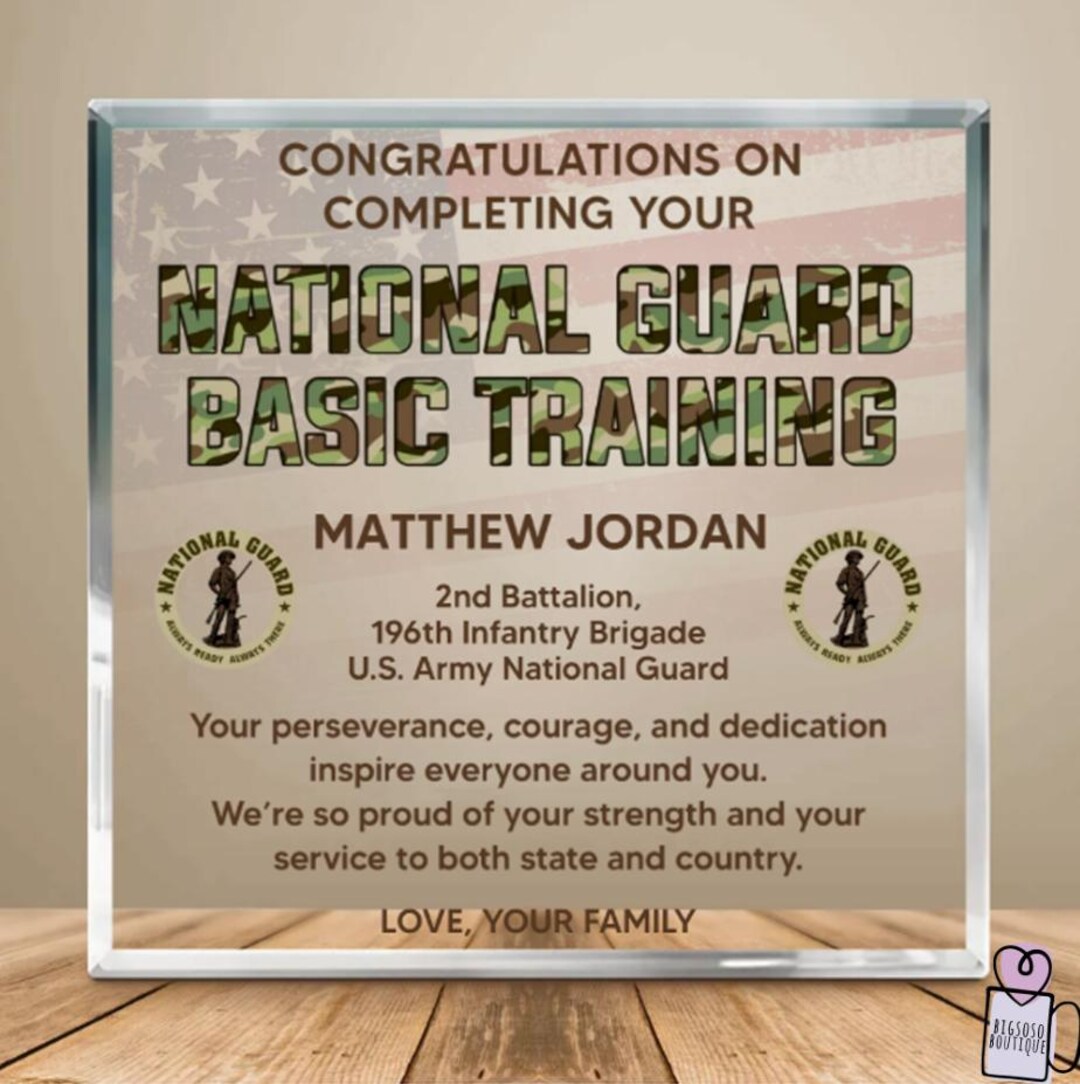 Personalized National Guard Basic Training Acrylic Block, Name Block, Military Graduation Gift ...
