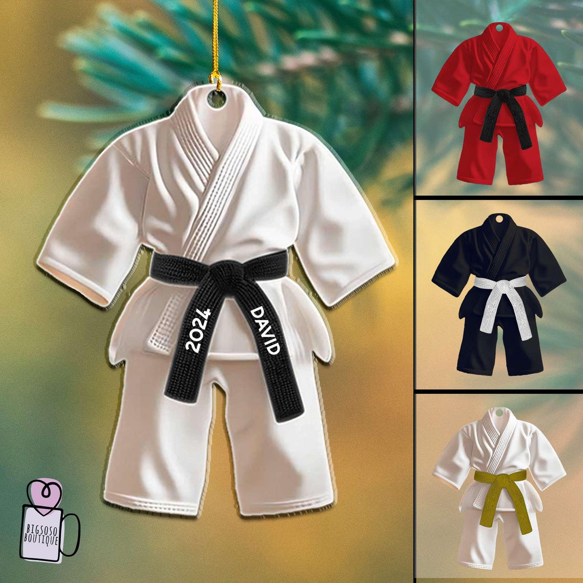 Personalized Black Belt Karate Taekwondo 2D Acrylic Ornament, Martial ...