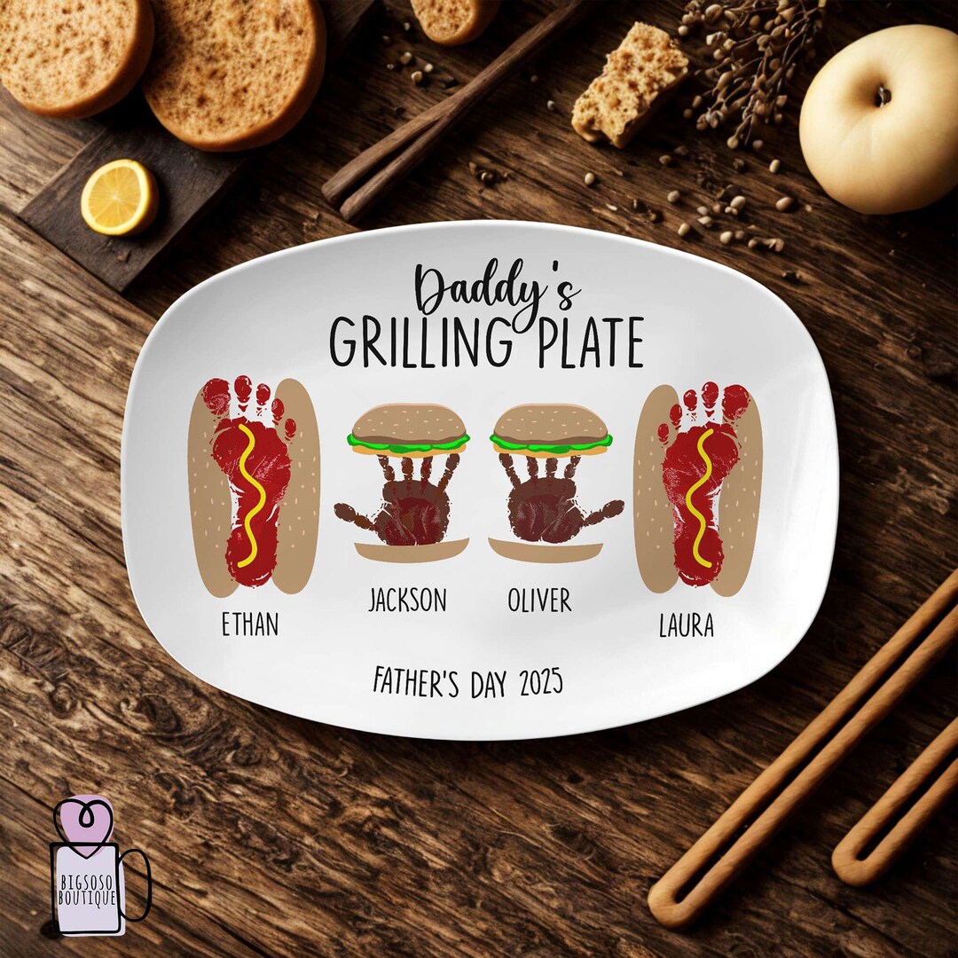 Custom Daddy's Grilling Plate, Father's Day Gift for Dad, Custom Kids ...