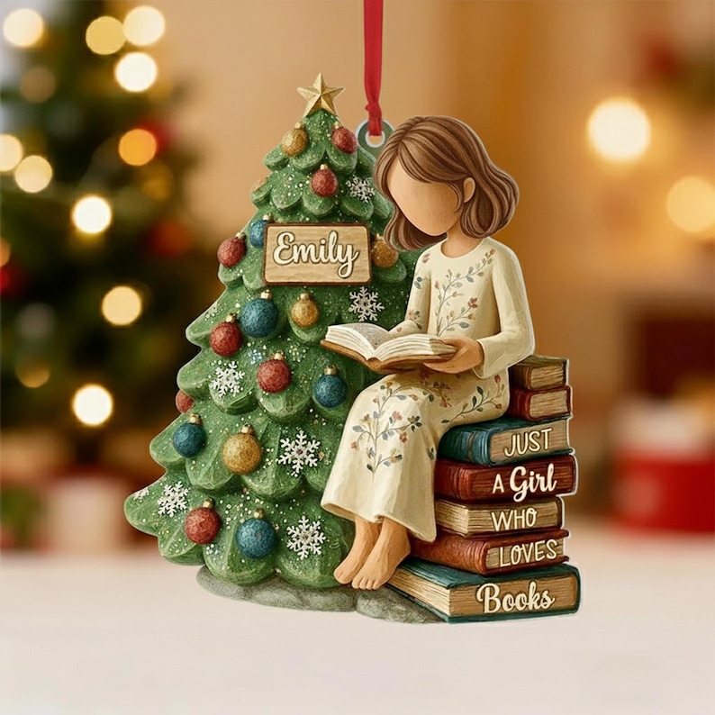 Personalized Girl Reading Books 2D Ornament, Just A Girl Who Loves ...