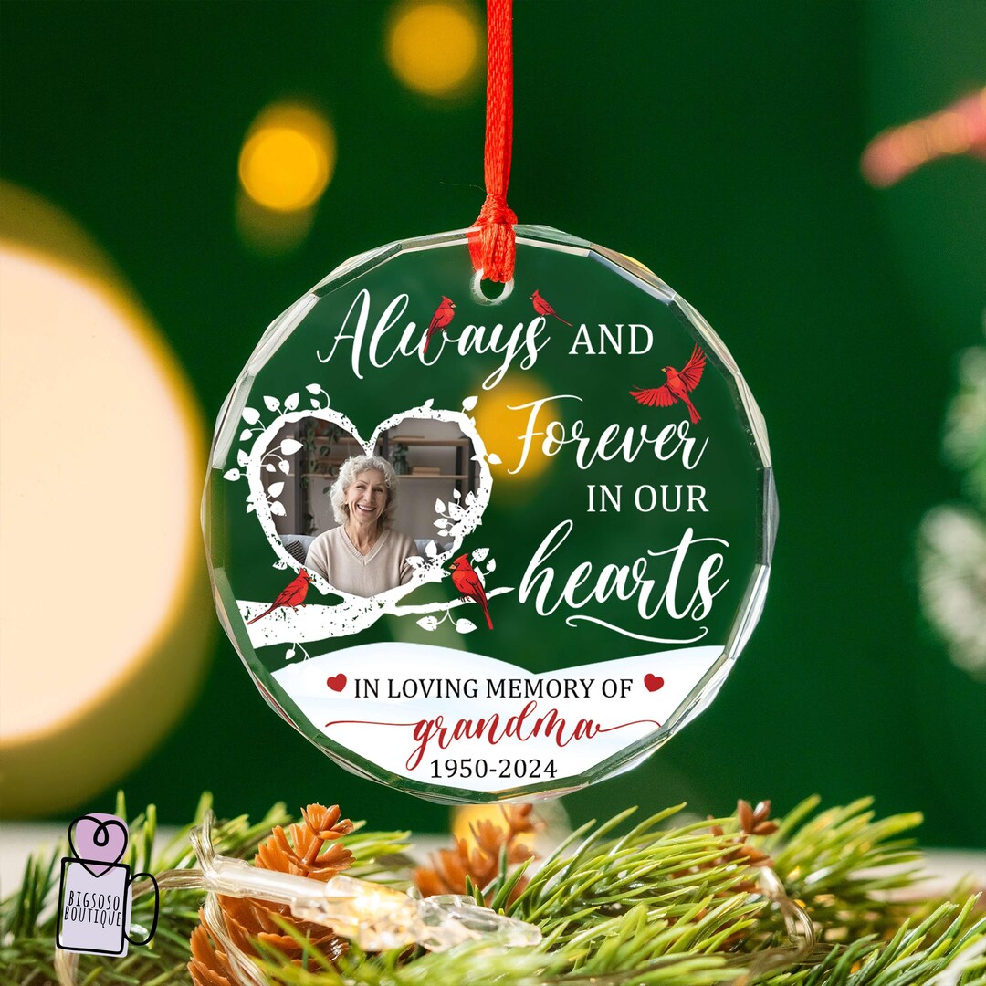 Custom Photo Memorial Glass Ornament, Grandparents Remembrance ...