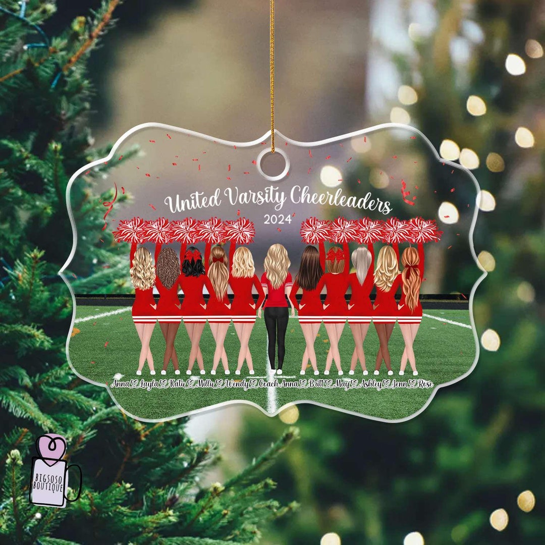 Personalized Cheerleader Girl Acrylic Ornament, Cheerleading Ornament ...