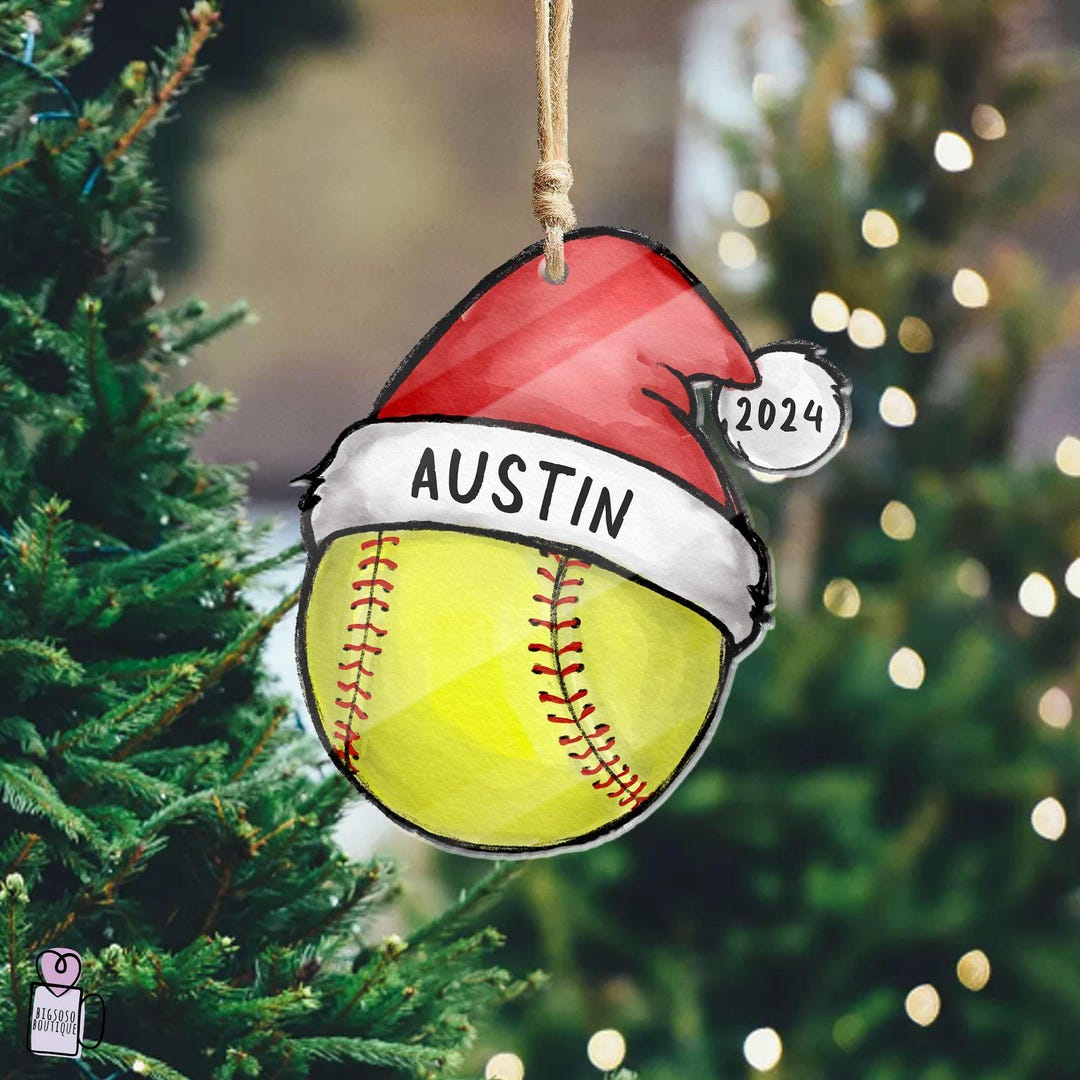 Personalized Softball Christmas Ball Ornament, Softball Keepsake ...