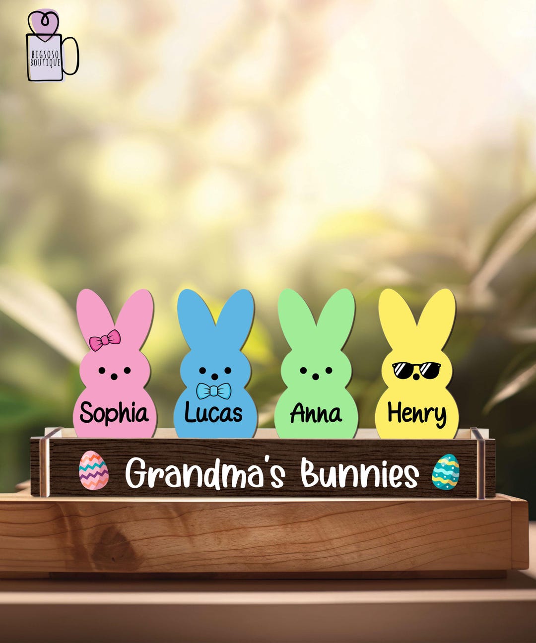 Custom Easter Peeps Photo Wooden, Grandmas Peeps Easter Block Set ...