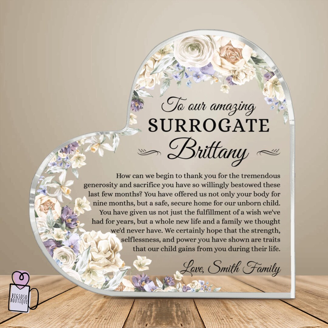 Personalized Surrogate Mother Acrylic Block, Custom Surrogacy Plaque ...