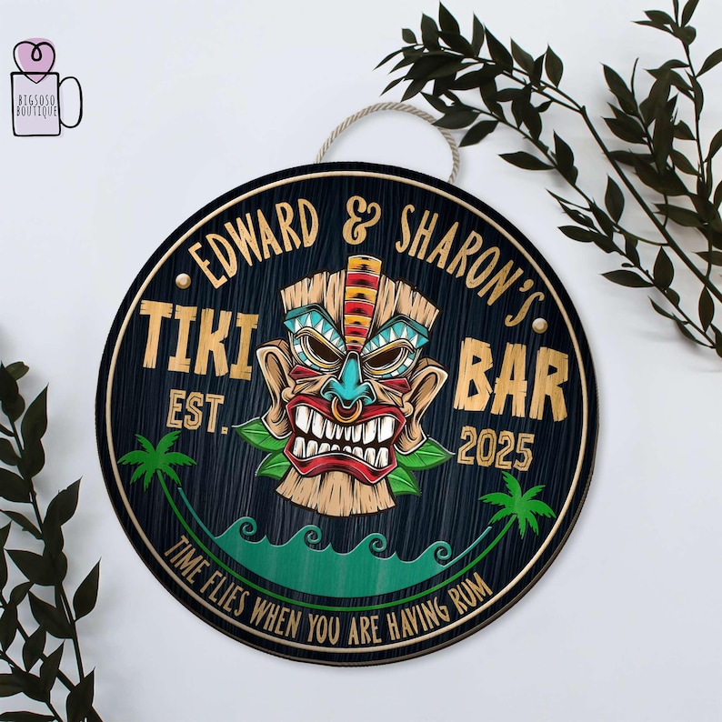 Personalized Tiki Bar Door Sign, 3D Backyard Sign Door Hanger, Welcome ...