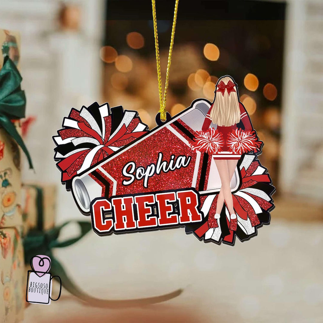 Personalized Cheerleader Girl Acrylic Ornament, Cheerleading Ornament ...