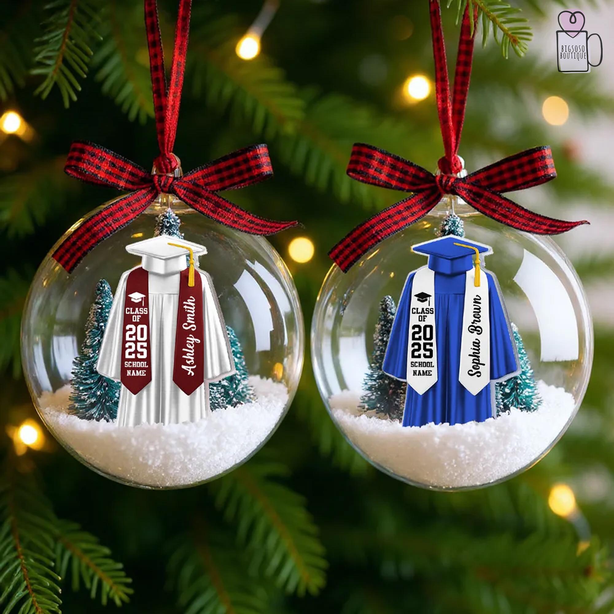 Personalized Class of 2025 Graduation 3D Ball, Snow Globe Ornament ...