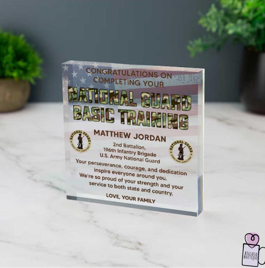 Personalized National Guard Basic Training Acrylic Block, Name Block, Military Graduation Gift ...