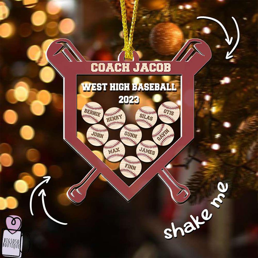 Personalized Baseball Christmas Shake Ornament, Sports Christmas ...