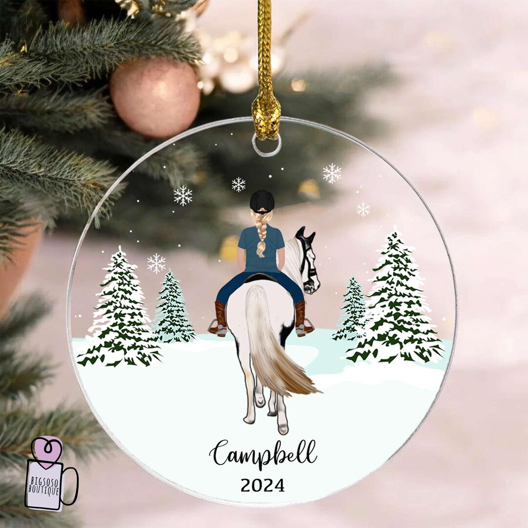 Personalized Riding A Horse Rider Christmas Ornament, Custom Names ...