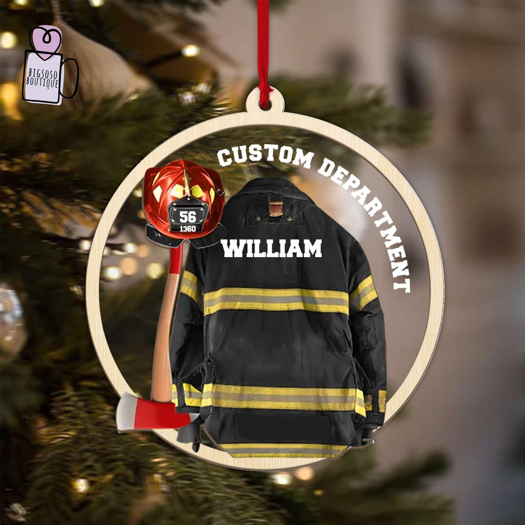 Custom Firefighter Ornament, Firefighter Uniform Wood Ornament ...