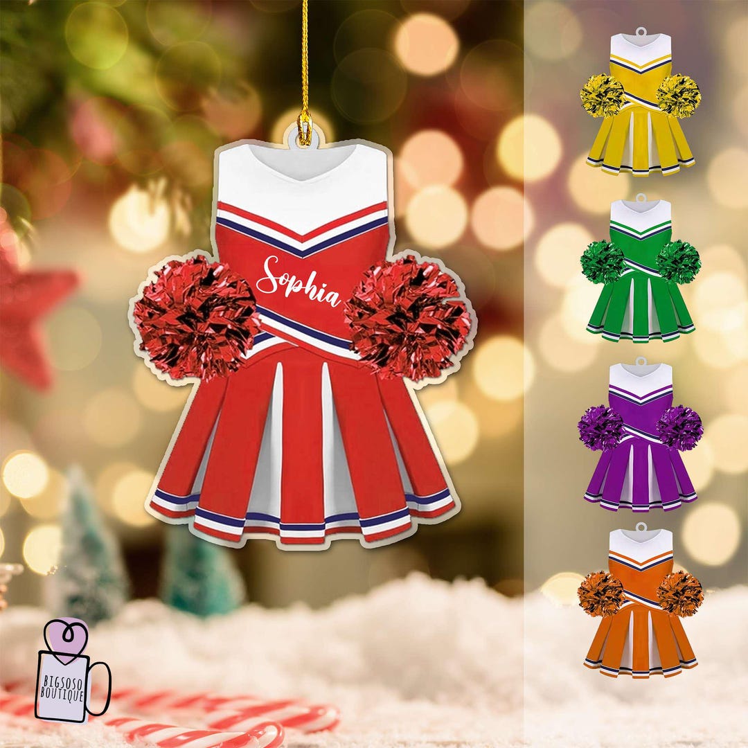 Personalized Cheerleader Girl Acrylic Ornament, Cheerleading Ornament ...