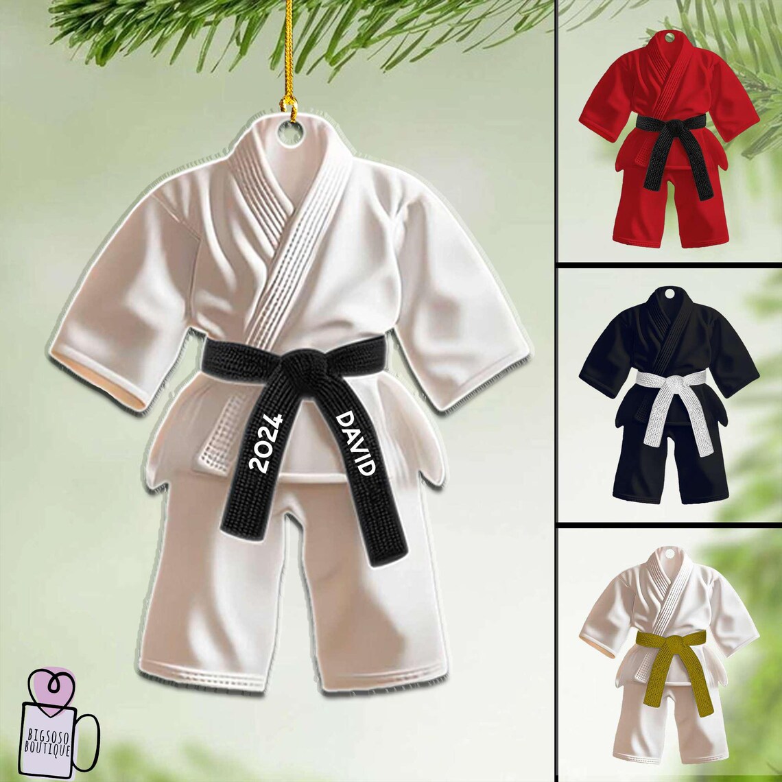 Personalized Black Belt Karate Taekwondo 2D Acrylic Ornament, Martial ...