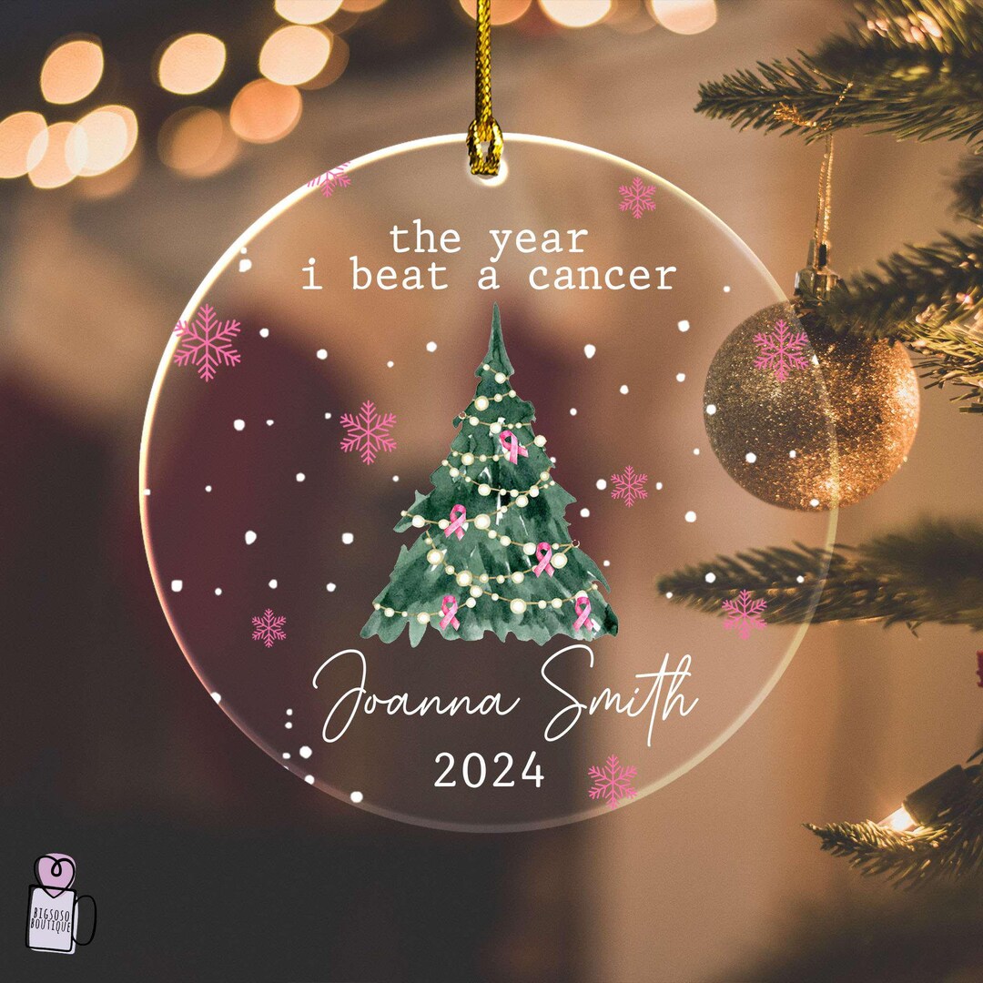 The Year I Beat A Cancer Glass Acrylic Ornament, Beating Breast Cancer ...