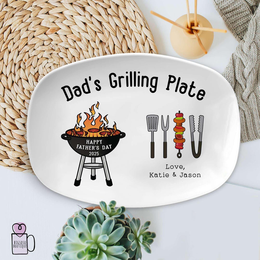 Custom Daddy's Grilling Plate, Father's Day Gift for Dad, Custom Kids ...