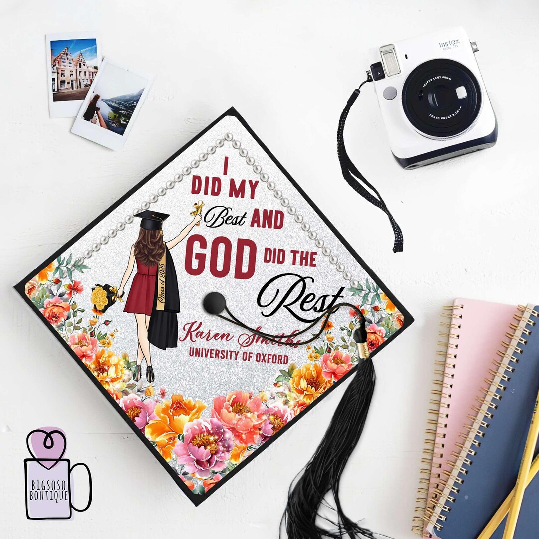 Custom Name Graduation Cap Topper Ornament, Black Queen Grad Cap Topper ...