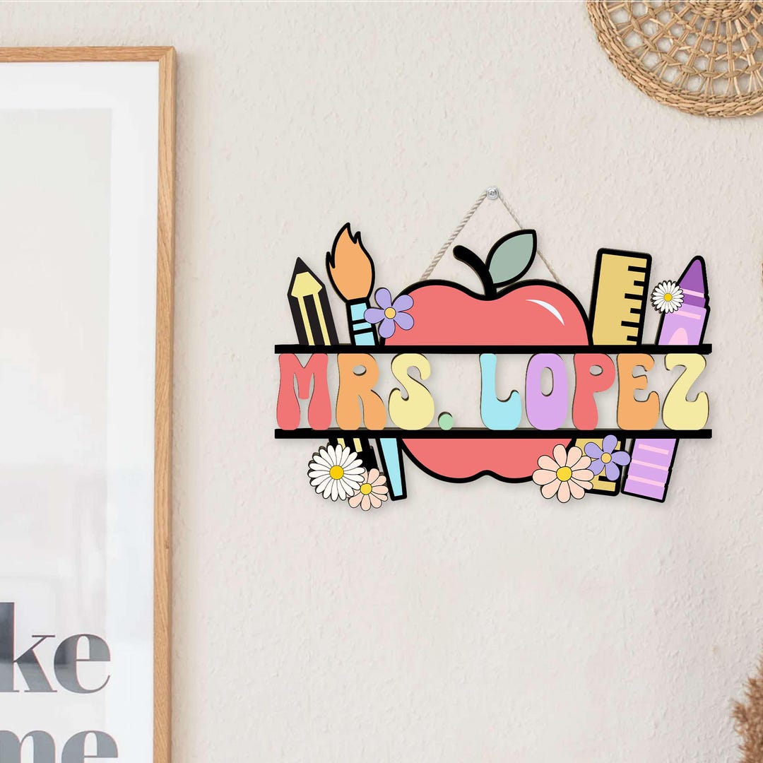Classroom Door Sign, 3D Rainbow Teacher Door Hanger, Welcome to ...