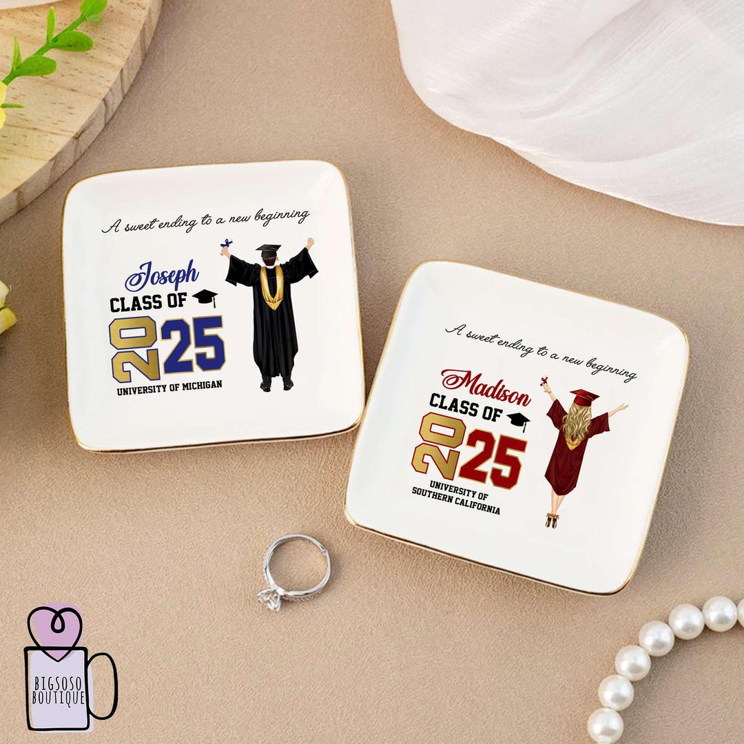 Personalized Graduation Dish, Class of 2025 College Dish, PHD ...