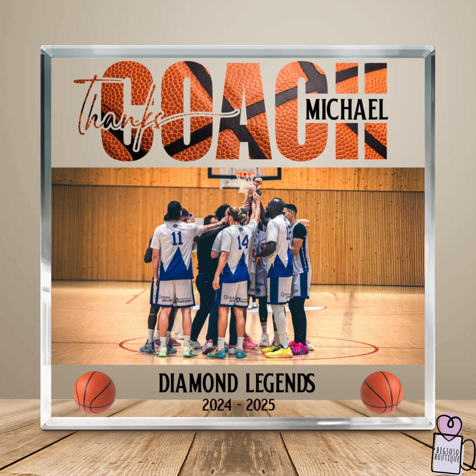 Personalized Photo Basketball Acrylic Block, Thank You Coach Plaque ...