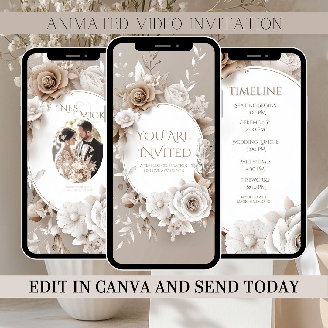 Luxury Animated Wedding Invitation | Elegant Floral Digital RSVP ...