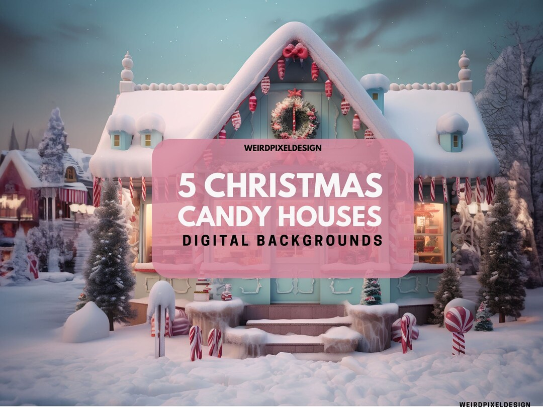 Whimsical Wonderland: 5 Candy House Digital Scene Digital Halloween ...