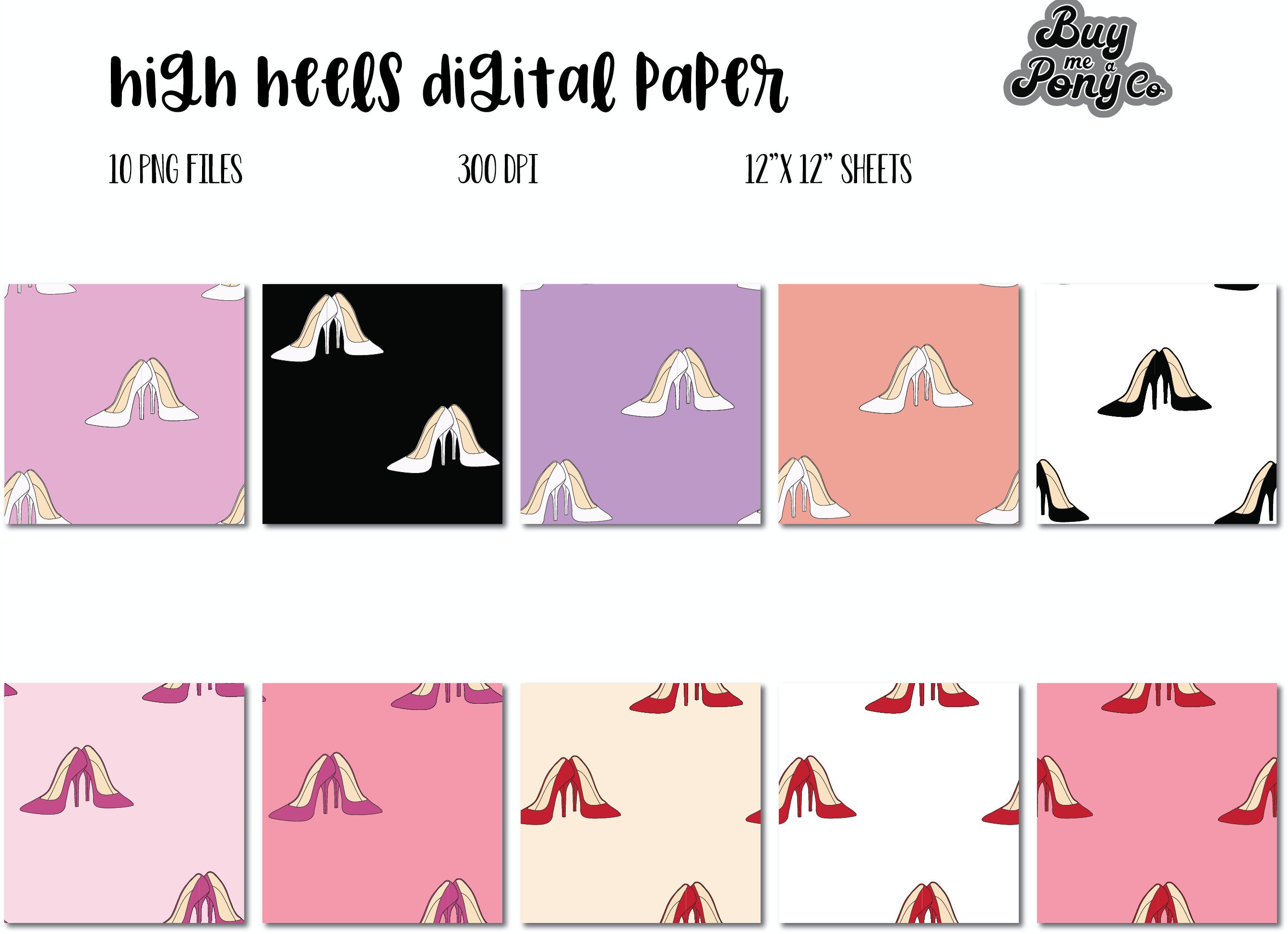 High Heels, Pumps, Stiletto Seamless Pattern Pack Digital Paper ...