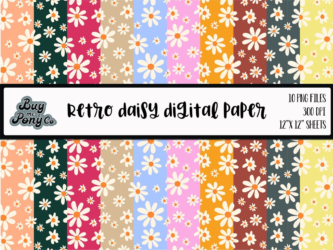 Vintage Daisy Seamless Pattern Pack, Digital Paper, Scrapbooking ...