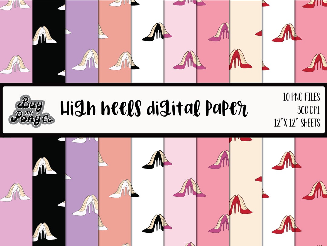 High Heels, Pumps, Stiletto Seamless Pattern Pack Digital Paper ...