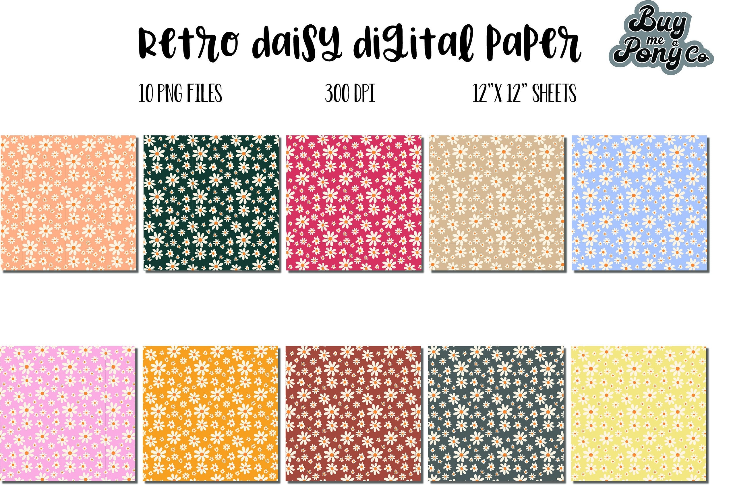 Vintage Daisy Seamless Pattern Pack Digital Paper - Etsy