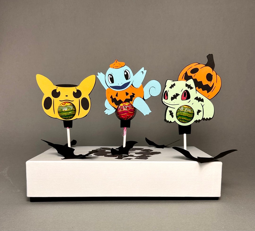 Halloween Pikachu, Squirtle, Bulbasaur, Ghost Lollipop Holder SVG, PNG ...
