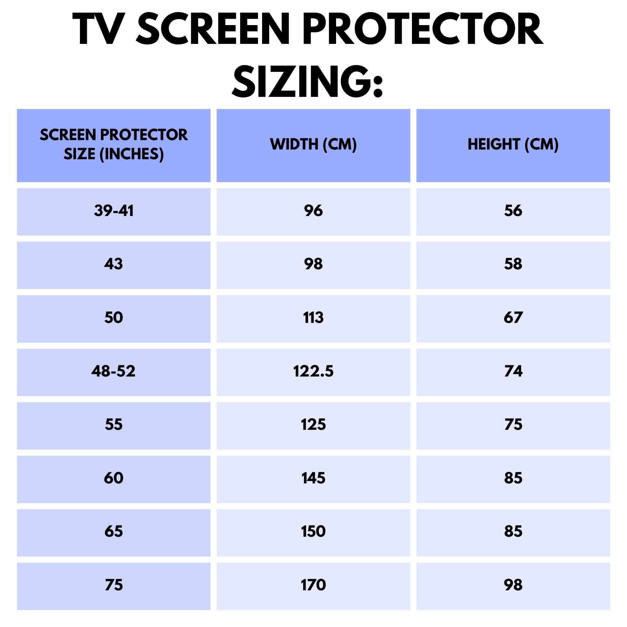 TV Screen Protector Shield - All Sizes - Etsy UK