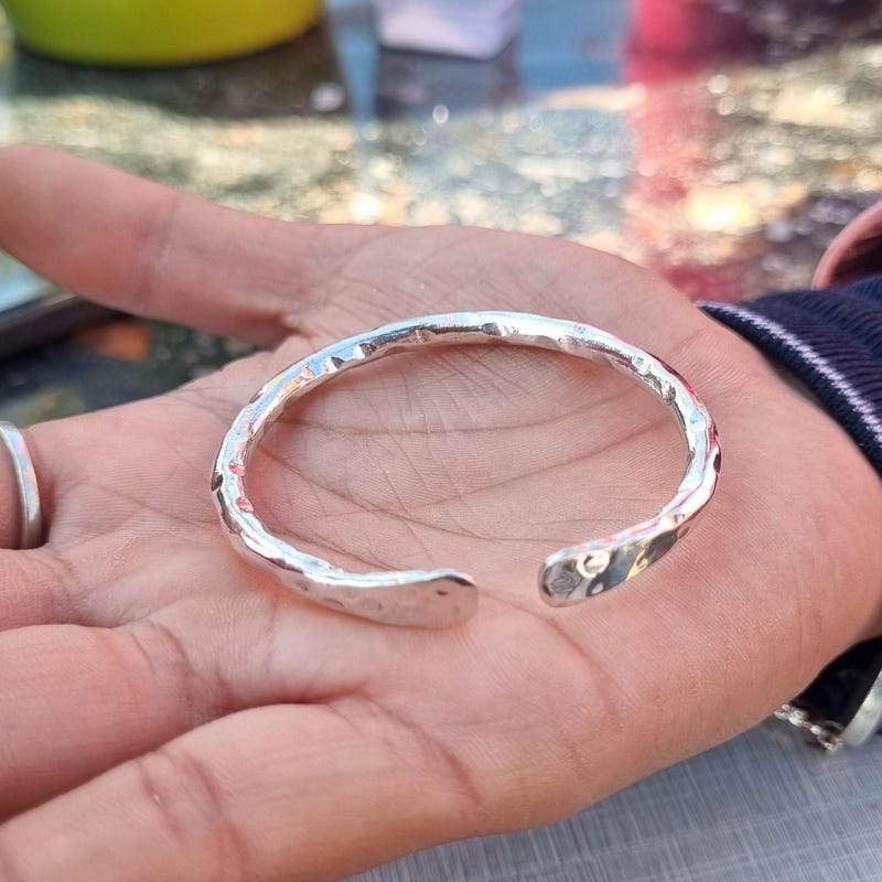 Hammered Silver Bangle - Etsy UK