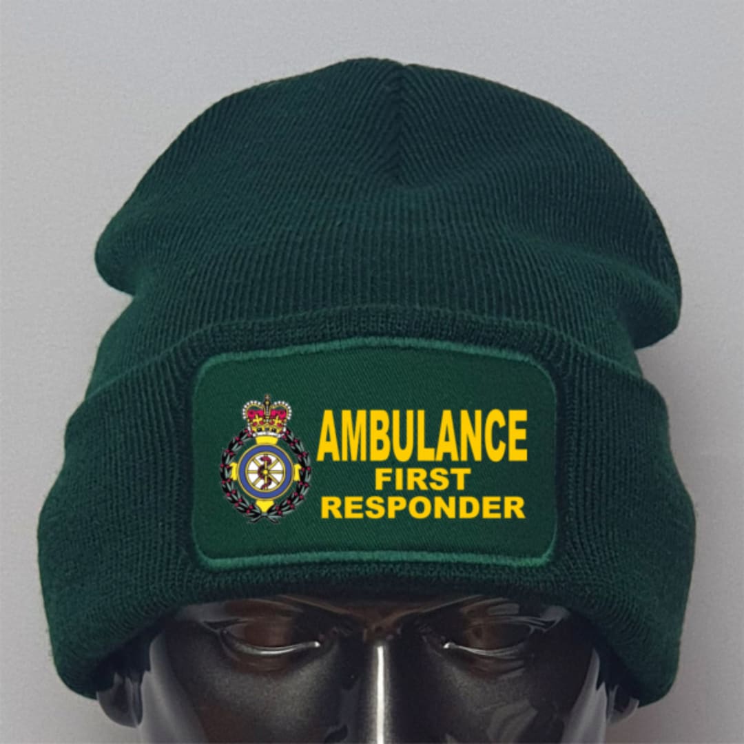 Premium Beechfield Beanie Hat With First Responder Logo & Words for ...