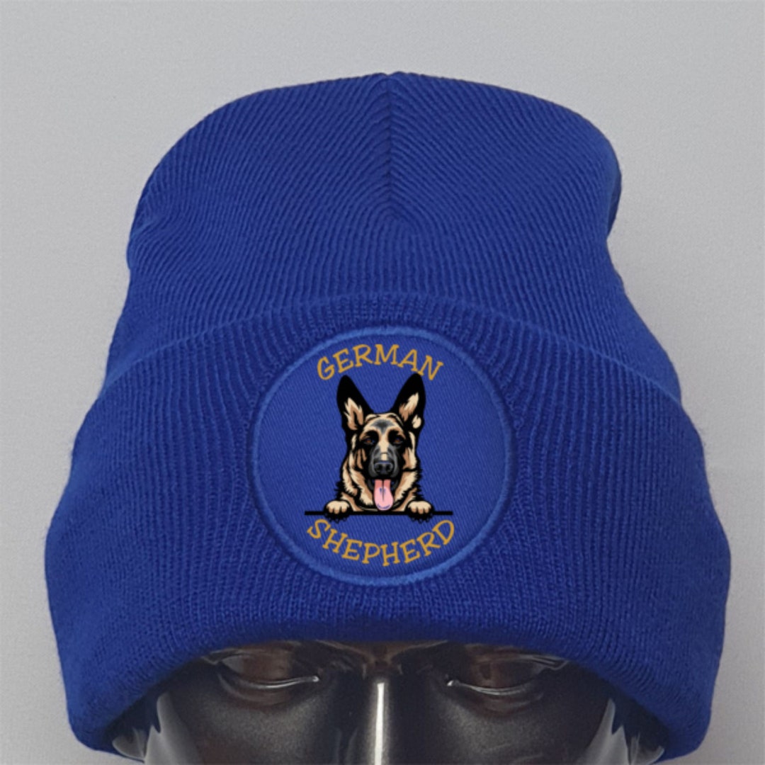 Hand-drawn Cute German Shepherd Canine Dog Beanie Hat Premium - Etsy