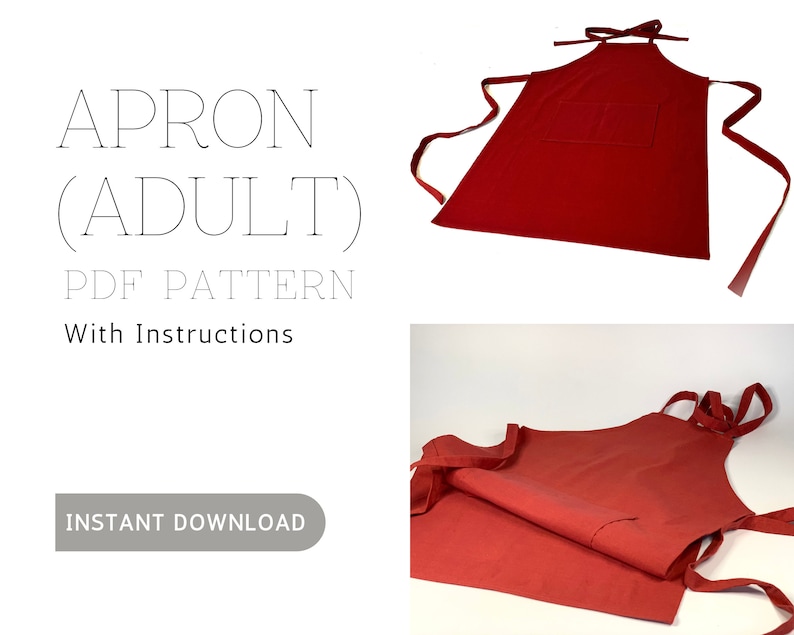 Apron Sewing Pattern , Digital Download Adult Apron Pattern and ...