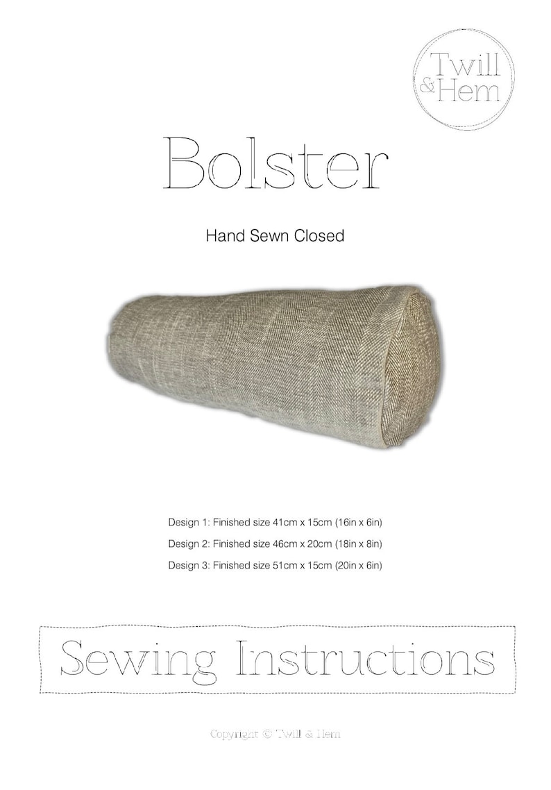 Bolster Cushion Sewing Pattern , Downloadable Pattern, PDF Sewing ...