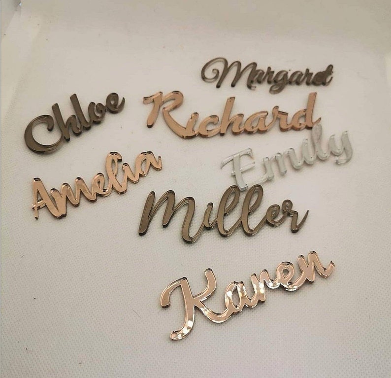 Set of 10 LASER CUT MIRRORED Acrylic Names Wedding Place - Etsy