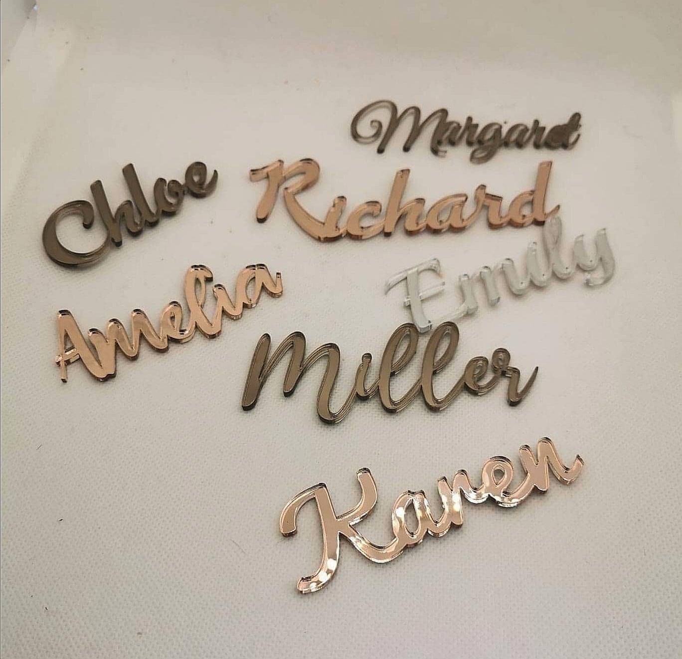 Set of 10 LASER CUT MIRRORED Acrylic Names Wedding Place Settings ...