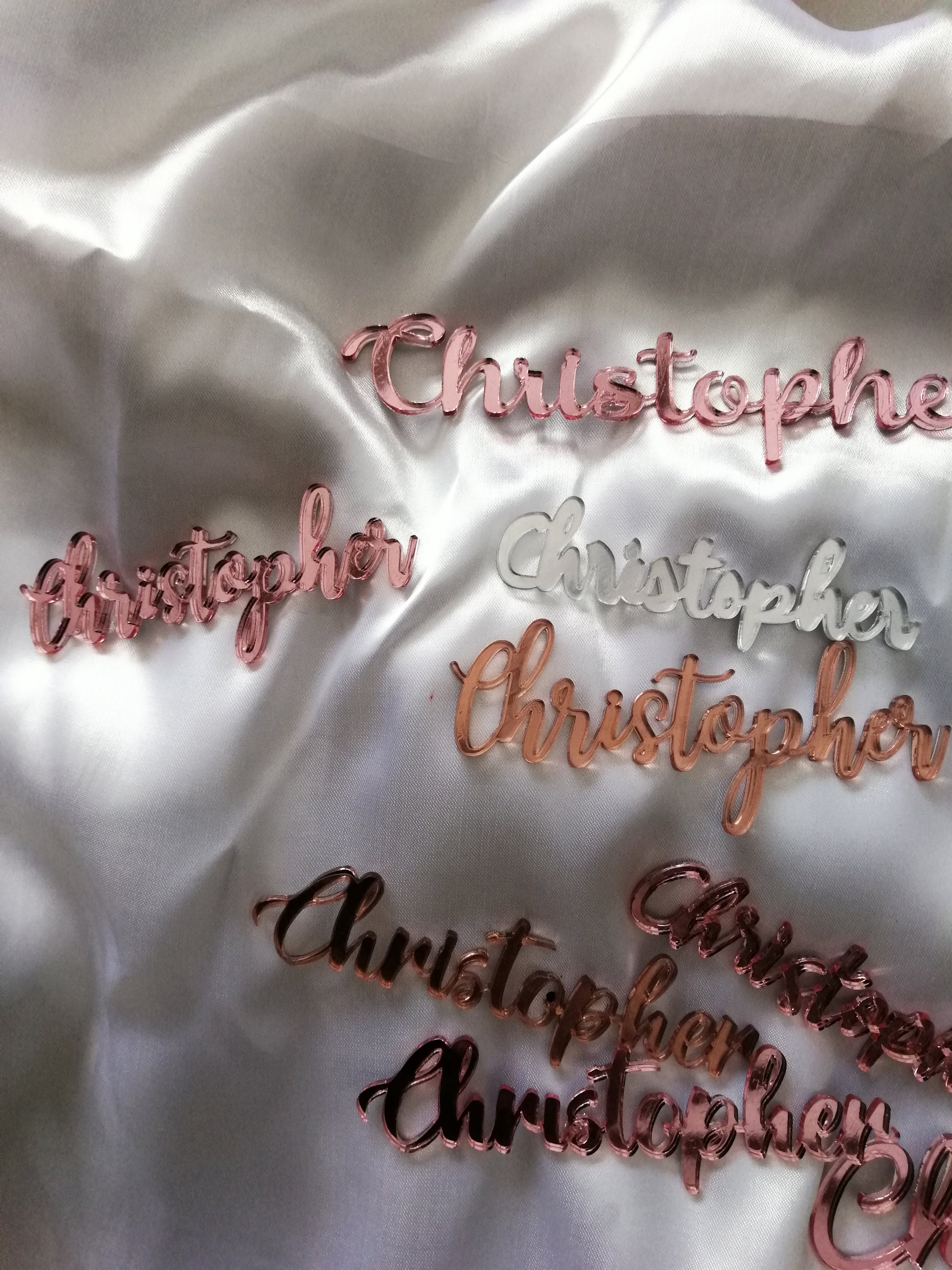 Set of 10 LASER CUT MIRRORED Acrylic Names Wedding Place Settings ...