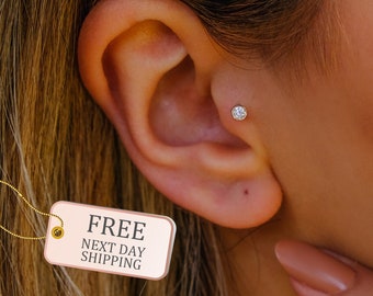 Diamond Tragus Stud Earrings - Etsy
