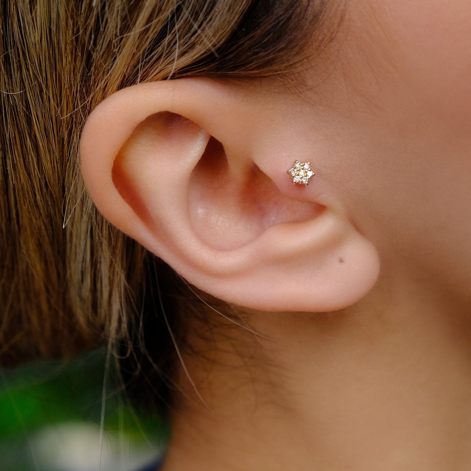 Diamond Tragus Piercings