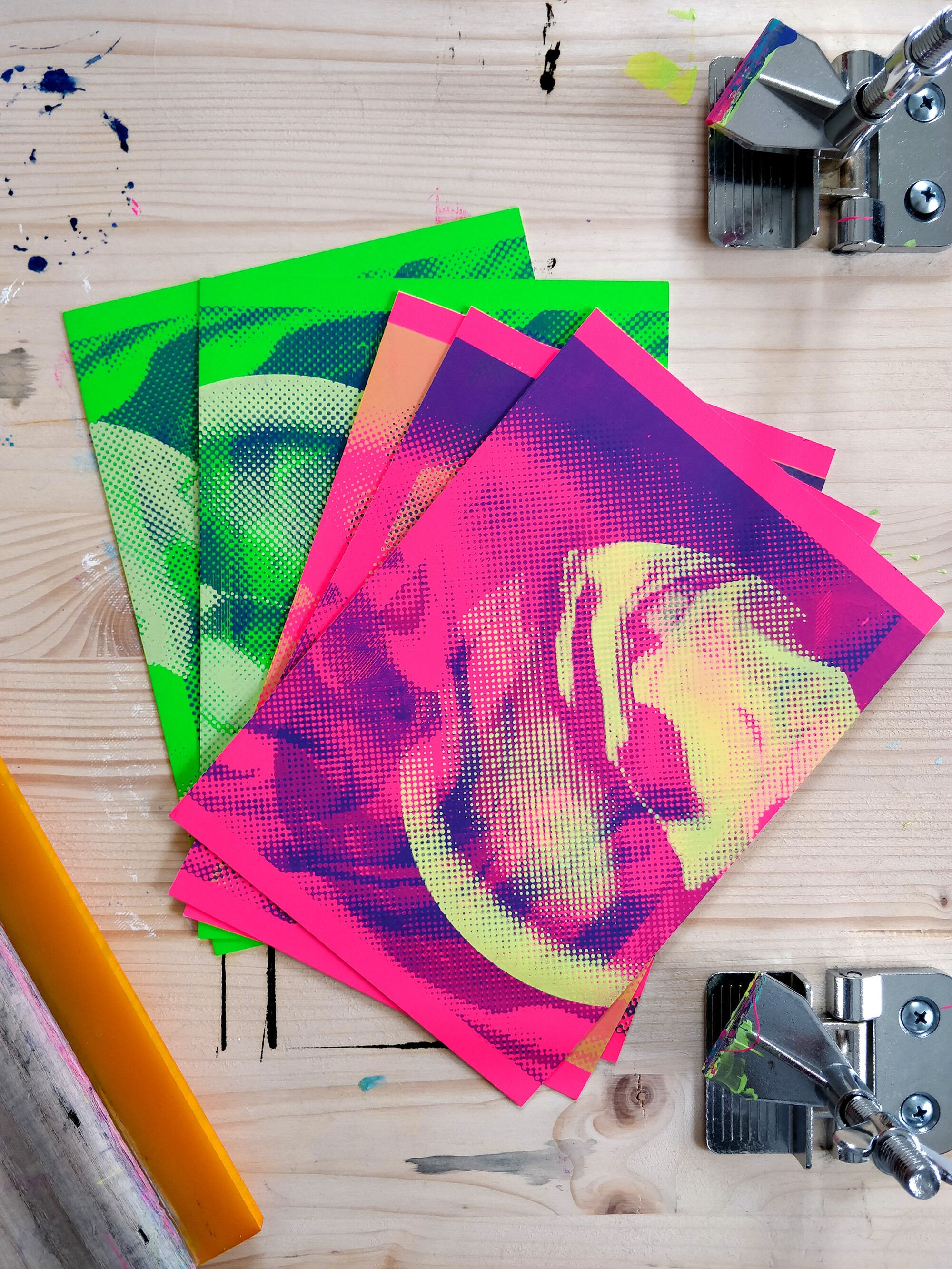 2 Color Silkscreen on A5 Fluorescent Paper - Etsy