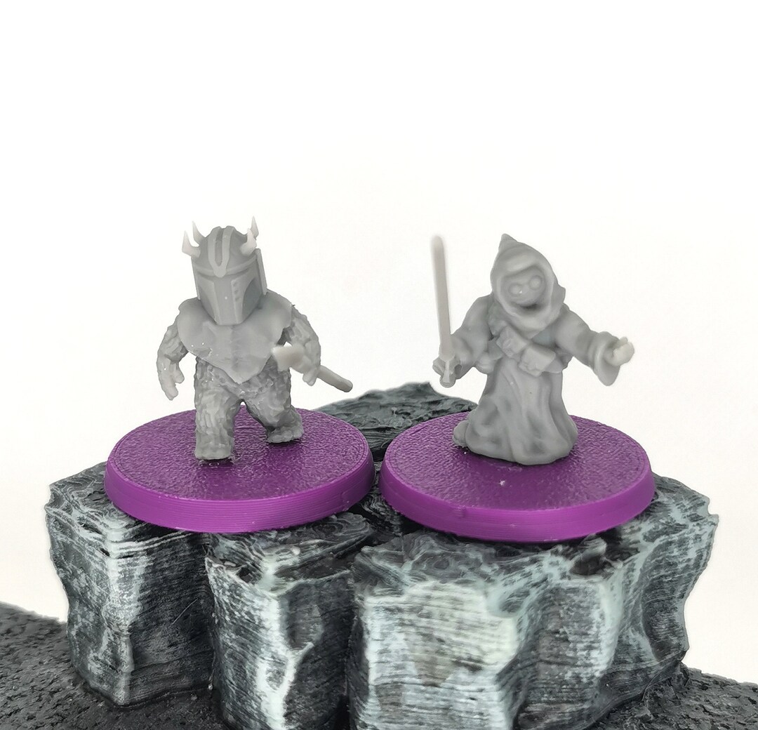 Mando Ewok and Jawa Jedi/sith With Bases. 3d Printed, Resin Abs Like UV ...