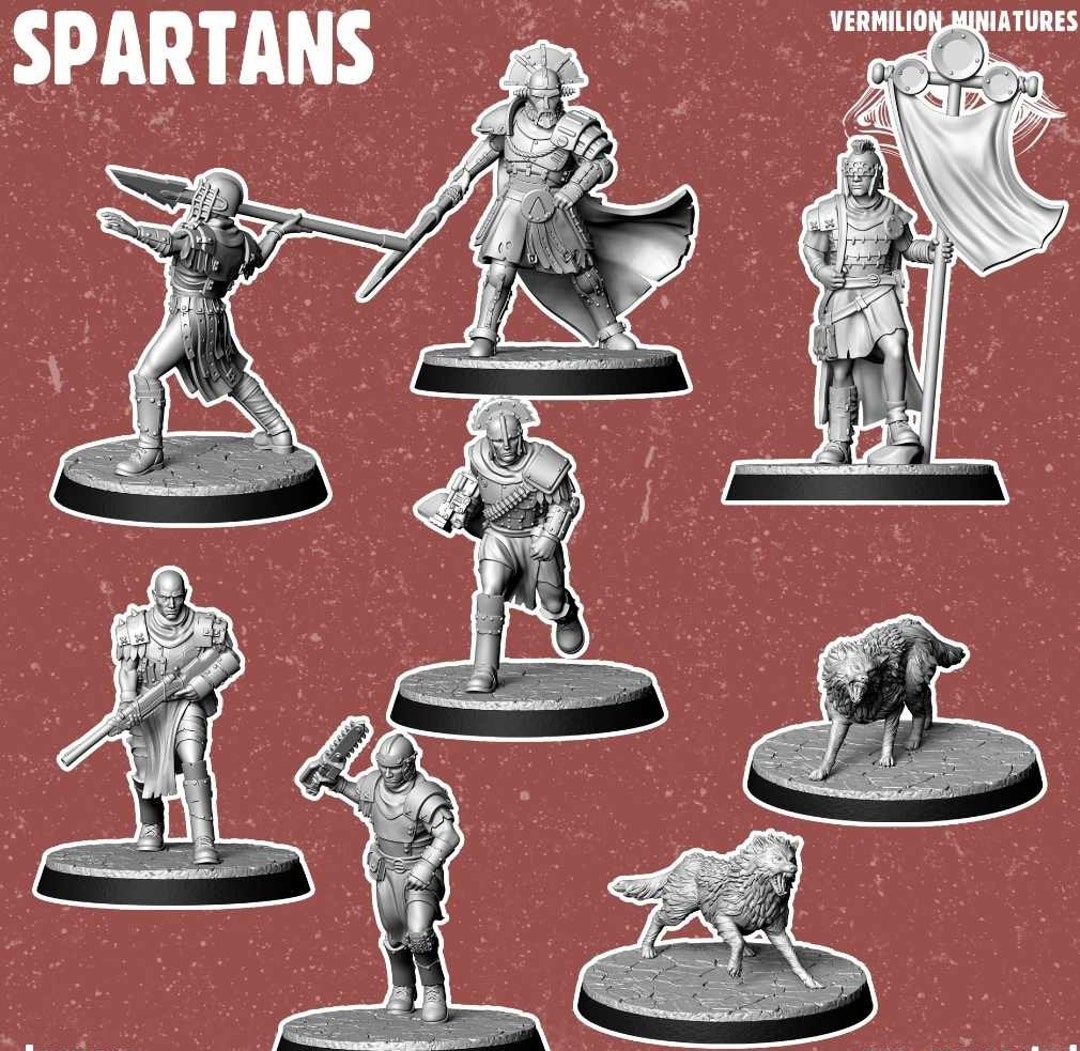 Spartans by Vermilion Miniatures. Wasteland Skirmish. 3D Printed Abs ...