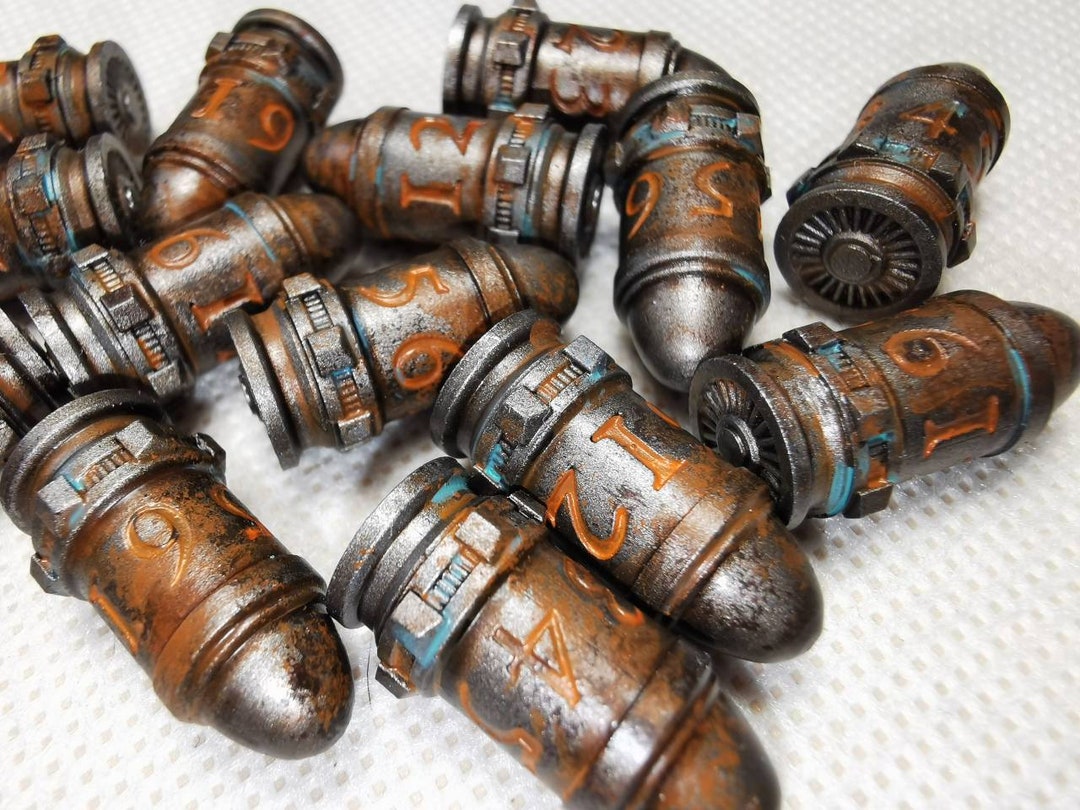 Bolter Rounds With Rust Effect. 3D Printed. Hand Painted. Set of 14 D6 ...